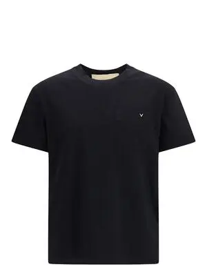 Valentino Garavani Cotton T-hirt With Vgold - Black