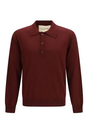 Valentino Garavani Wool Polo With Vlogo Ebroidery Ale Bordeaux
