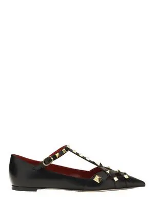 Valentino Garavani Studdy Ballerinas In Kidskin - Black