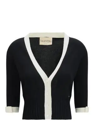 VALENTINO VALENTINO Bicolor V-Neck Cardigan