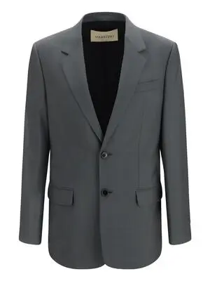 Valentino Garavani Single-breasted Wool And Mohair Jacket - Grey