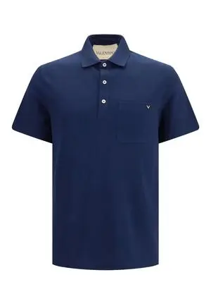 Valentino Garavani Cotton Piqué Polo With Vlogo - Blue