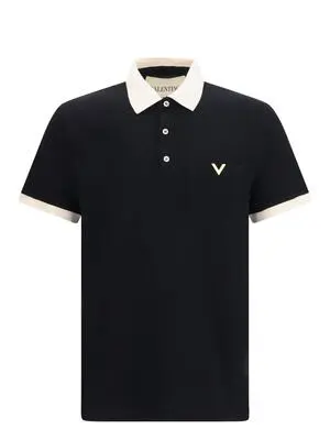 Valentino Garavani Polo With Contrat Trim - Black