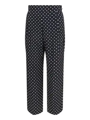 Valentino Garavani Polka-dot Crêpe De Chine Cropped Straight-leg Pants - Black