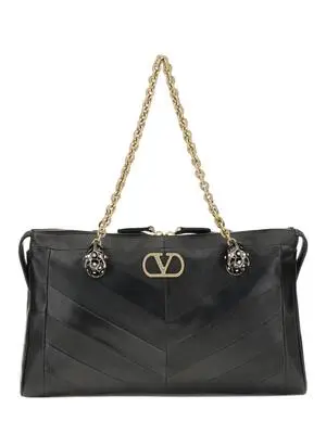 Valentino Garavani Panthea Chevron Medium Shoulder Bag R Black