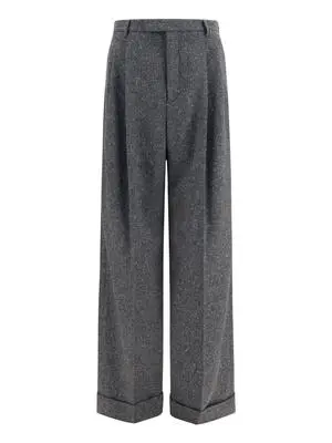Valentino Garavani Tailored Wool And Silk-blend Wide Leg Pants - Grey