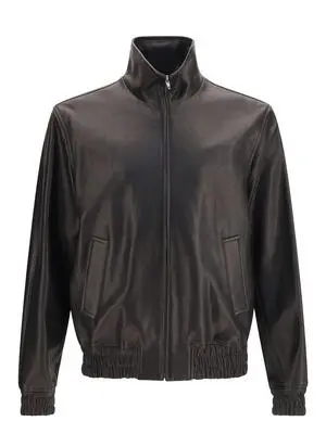 Valentino Garavani VALENTINO Leather Zip Jacket Black