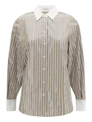 BRUNELLO CUCINELLI Brunello Cucinelli Striped Sequined Cotton Shirt