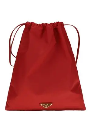 Prada Re-nylon Clutch With Drawstring Closure - Red