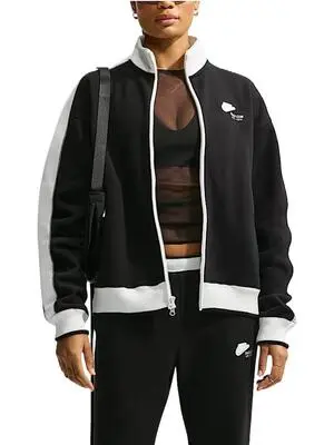 Nike Studio Fleece Medium Weight Track Jacket - Total Black/sail
