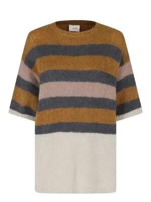 ALYSI Crew-neck Striped Sweater - Nude