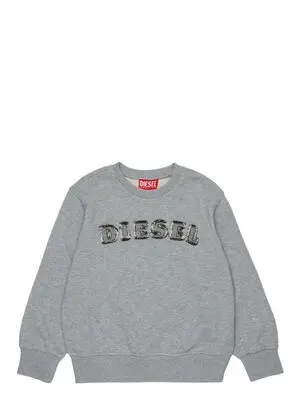 DIESEL® Logo Print Pullover Sweater - Grey
