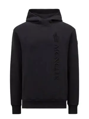 Moncler Logo Detailed Long Sleeved Hoodie - Black