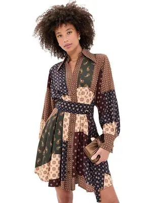 Zimmermann Tuck Mini Dress - Geo Patch Print