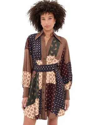 Zimmermann Tuck Mini Dress - Geo Patch Print