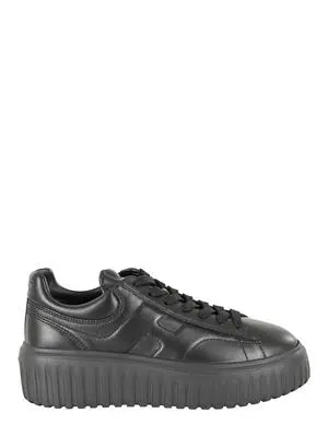 Hogan Hogan H-Stripes Smooth Calfskin Platform Trainers Black 1