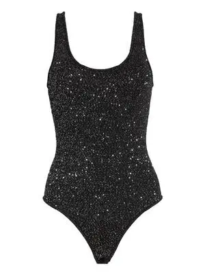 TOCCIN Toccini Sheila Scoop Neck Sequin Bodysuit Onyx