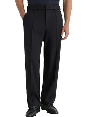 REISS Peshi Belted Tailored Trousers - Navy