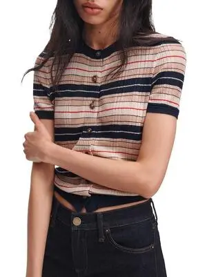 RAG & BONE Rag & Bone Teresa Silk Blend Striped Cardigan
