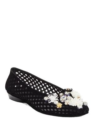HEAVENLY JELLY Veil Ballet Flats With Embellished Vamp - Black