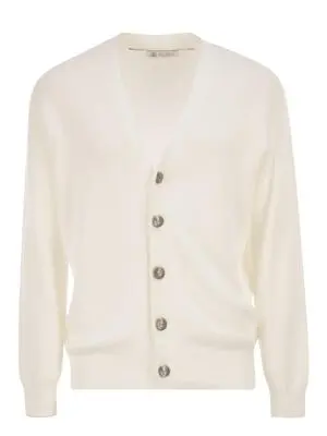 Brunello Cucinelli English Coast Cotton Cardigan With Raglan Sleeves - White
