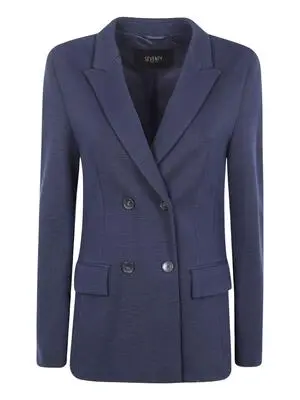 SEVENTY VENEZIA Double Breasted Blazer - Blue