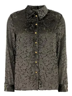 Alberta Ferretti Rose Print Button-up Shirt - Gray