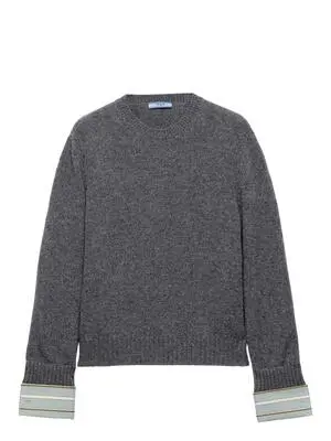 Prada Prada Wool And Cashmere Crew-Neck Sweater With Removable Shirt Cuffs Grey