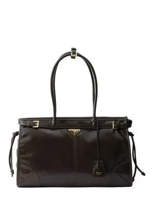 Prada Prada Bonnie Large Leather Handbag Green