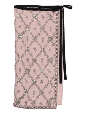 Prada Embroidered Cady Apron With Stone Embellishments - Pink