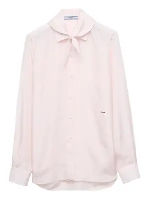 Prada Silk Poplin Shirt With Detachable Scarf - Pink