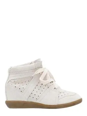 Isabel Marant Étoile Bobby Suede Calfskin Leather Wedge Sneakers - Chalk