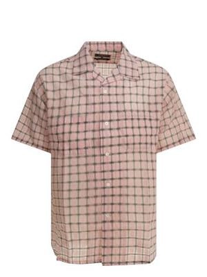 BEAMS Open Collar Nylon Airy Plaid Casual Shirt