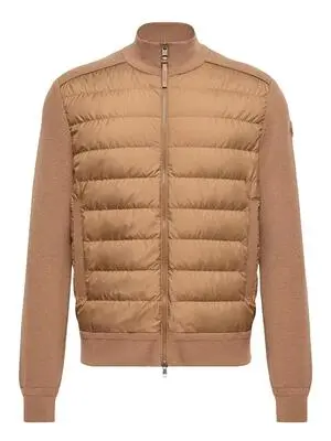 Moncler Zip-up Cardigan With Quilted Front - Brown