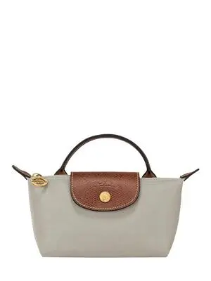 Longchamp Le Pliage Original Pouch With Handle 'pebble - Grey