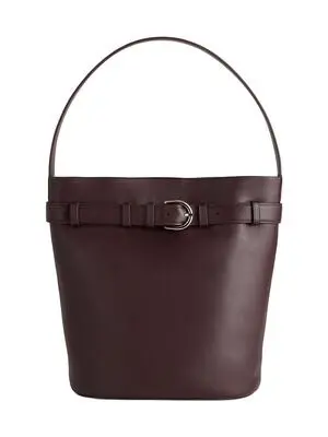 Quince Women's Chiara Belted Bucket Bag Deep Plum