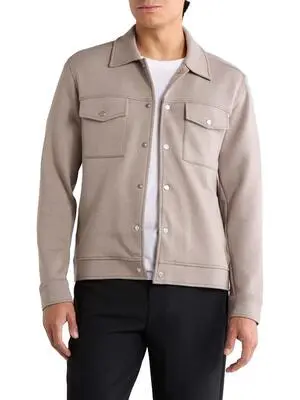 REISS Thom Shirt Jacket - Taupe Brown