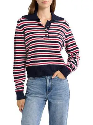 ROWING BLAZERS Merino Wool & Cashmere Polo Sweater - Multi-color