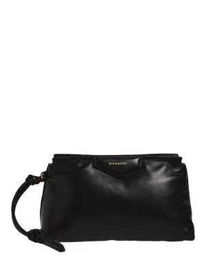 Givenchy Antigona Padded Leather Pouch With Knotted Wristlet - Black
