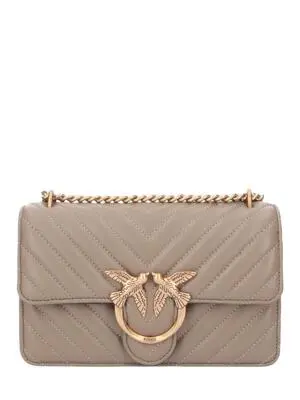 Pinko PINKO Quilted Chain Shoulder Bag With Bird Emblem Grey