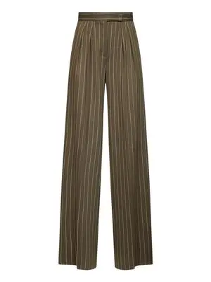 Max Mara MAX MARA High-Waist Wide-Leg Pinstripe Trousers Kaki