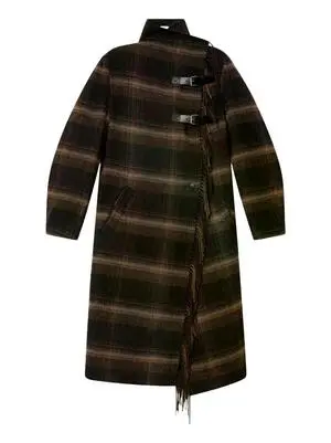 MARANT ETOILE Gihan Fringed Plaid Coat - Brown