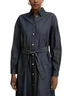 Armani Exchange Belted Button-down Midi Shirt Dress - Blue