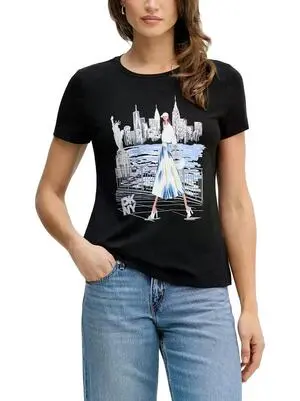 Dkny Statue Of Liberty Graphic-print T-shirt - Black