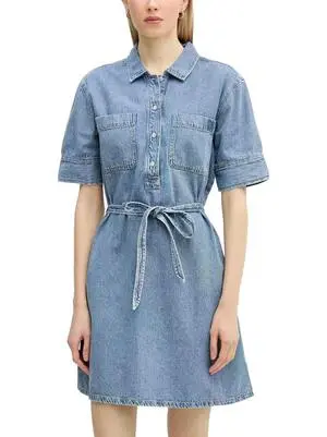 Dkny Belted Denim Mini Dress - Blue