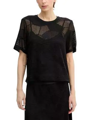 DKNY DKNY Geometric Mesh Short Sleeve Blouse