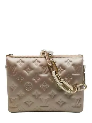LOUIS VUITTON Louis Vuitton Monogram Embossed Puffy Lambskin Coussin BB Satchel Gold