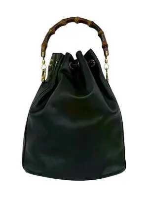 Gucci 20th Century Nylon Bamboo Bucket Bag - Black