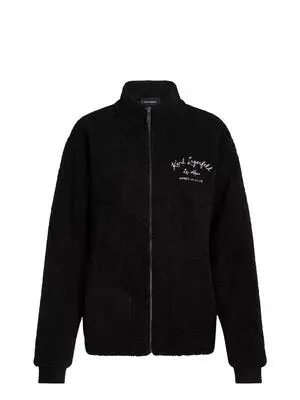 Karl Lagerfeld Embroidered Fleece Jacket - Black