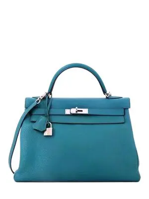Hermès Kelly Handbag Togo With Palladium Hardware 32 Satchel - Blue